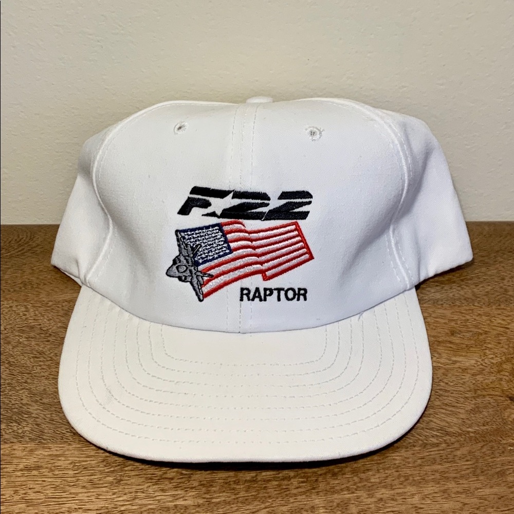 Vintage 90s F-22 Raptor Fighter Jet Snapback Hat. - Gem